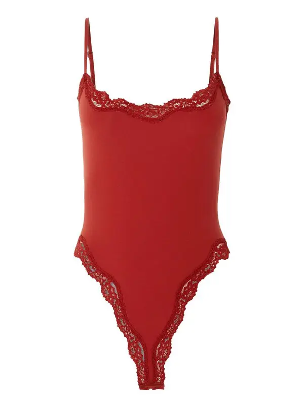 SKIMS Fits Everybody Lace Cami Bodysuit - Red