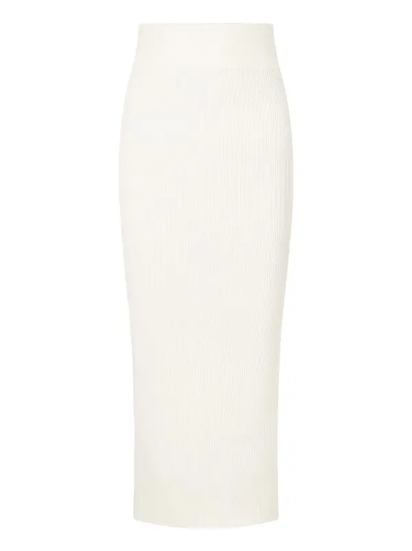Wardrobe.NYC Woven Midi Skirt With Back Split - Neutrals