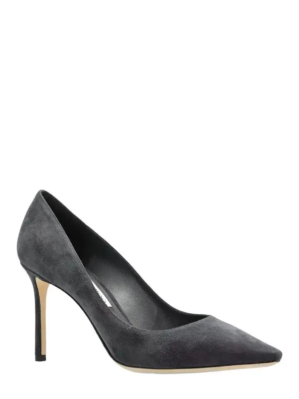 JIMMY CHOO Romy Suede Pointed Toe Stiletto Heel Pumps - Grey