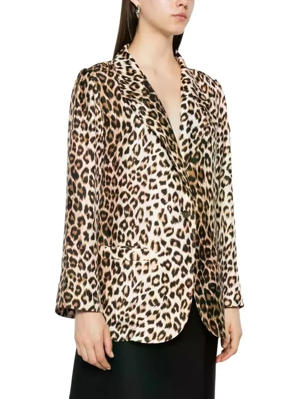 La Prestic Ouiston Leopard Print Single-breasted Blazer - Brown