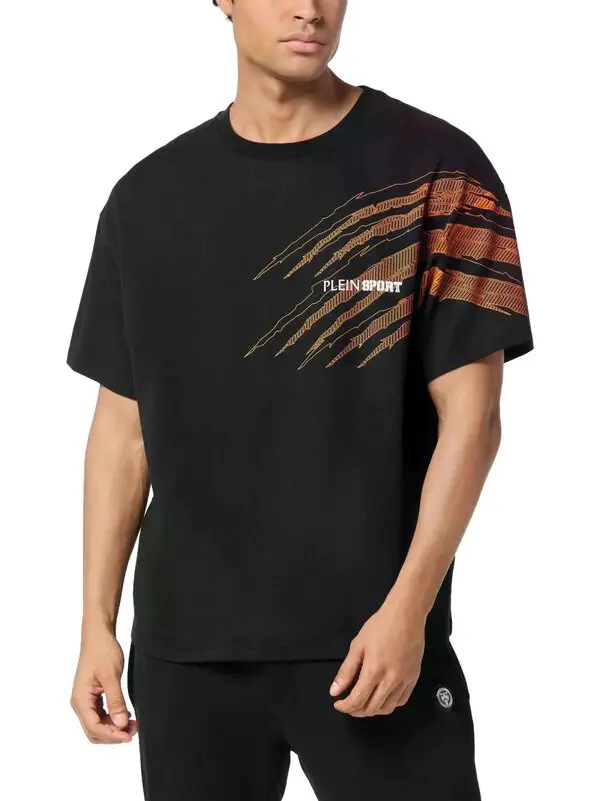 PLEIN SPORT Scratch-print T-shirt - Black