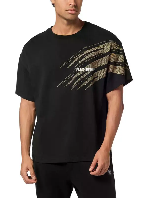 PLEIN SPORT Scratch-detail T-shirt - Black