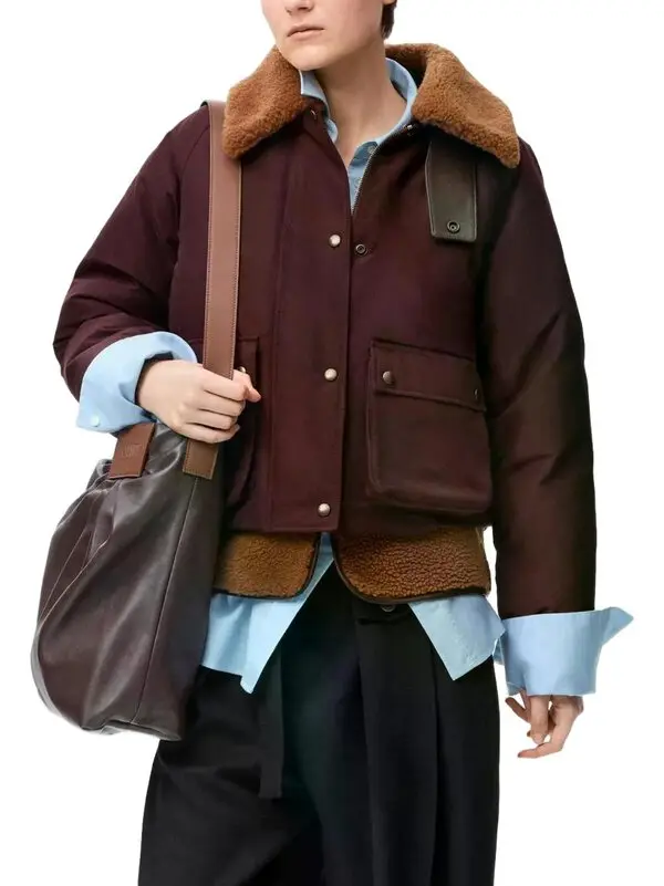 Loewe Shearling Collar Puffer Jacket - Red