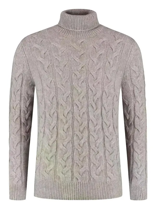 GRAN SASSO Cable Knit Roll Neck Sweater - Neutrals