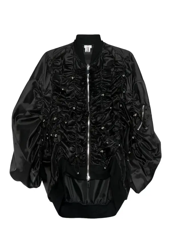 Noir Kei Ninomiya Ruched Zip-up Jacket - Black