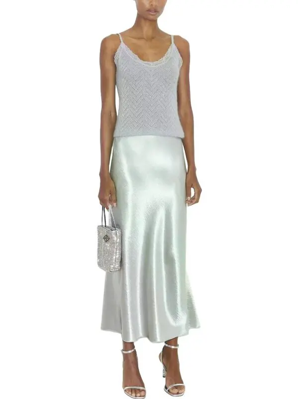 Tory Burch Satin Midi Skirt - Silver