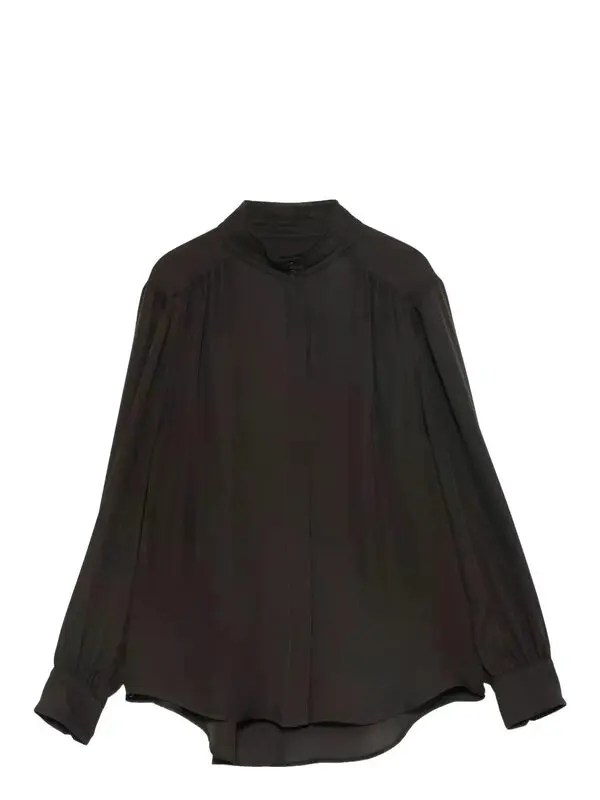 NILI LOTAN Revi Buttoned Collarless Top - Brown