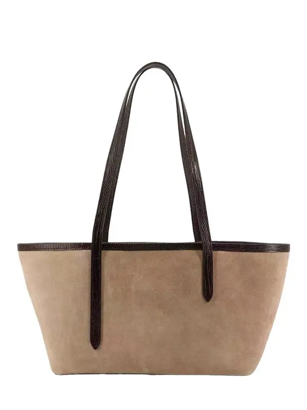 ATP ATELIER Gaiba Printed-lizard Suede Tote Bag - Neutrals
