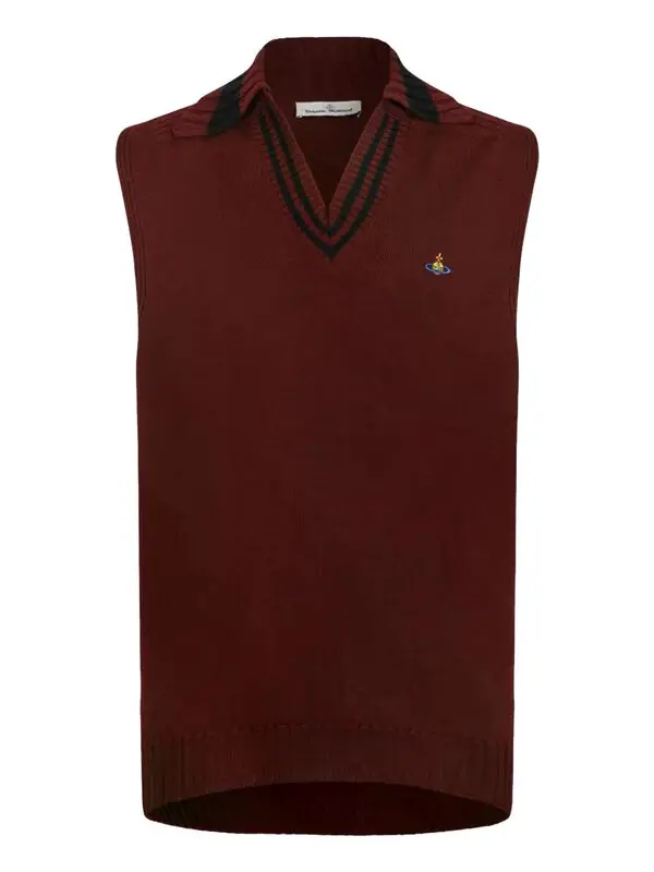VIVIENNE WESTWOOD Striped Collar Sleeveless Jacket - Red