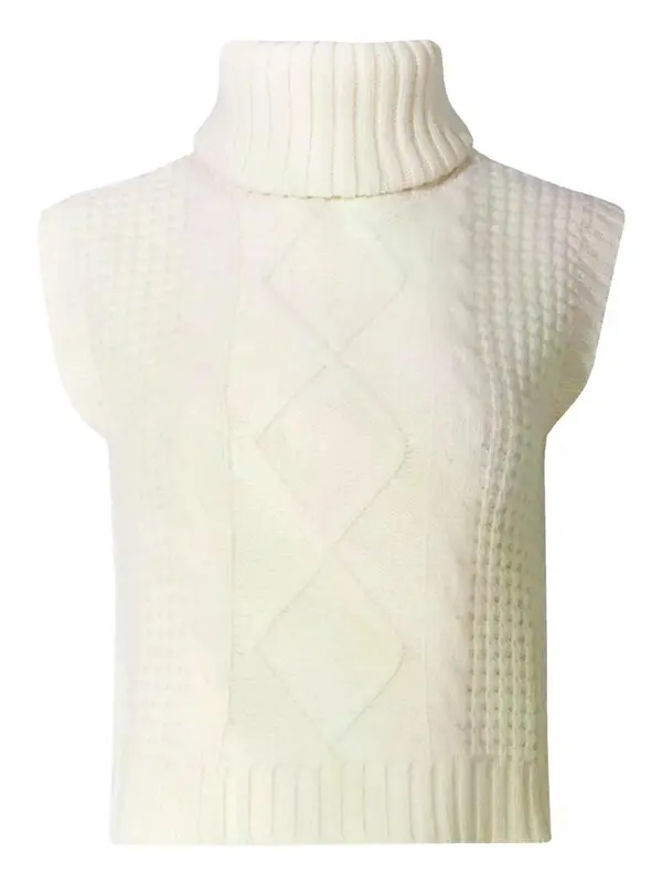 Perfect Moment Cable Knit Roll Neck Sleeveless Top - Neutrals