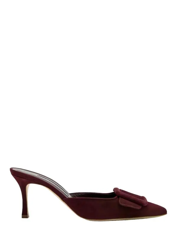Manolo Blahnik 70mm Waysale Buckle Mules - Red