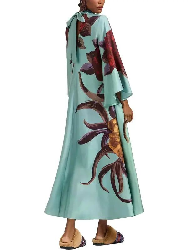 La DoubleJ Magnifico Floral-print Silk Midi Dress - Blue