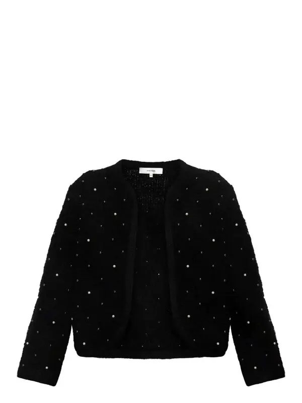 FRAME Pearl Embellished Cardigan - Black