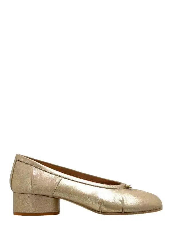 MAISON MARGIELA Metallic Leather Block Heel Pumps - Gold