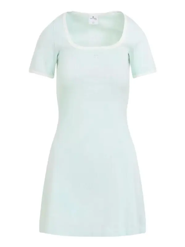 COURREGES Square Neck Dress With Logo - Blue