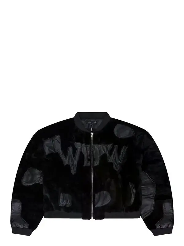 WHO DECIDES WAR Appliqué Zip-up Bomber Jacket - Black