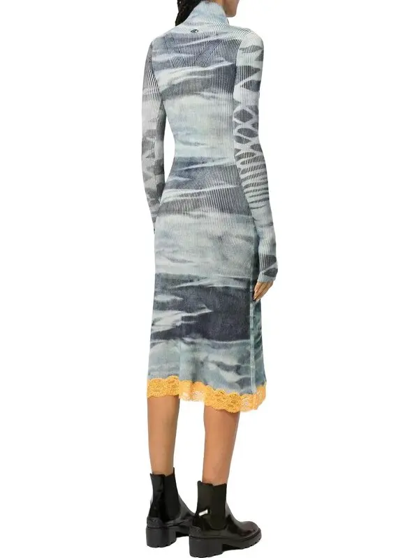 DIESEL® Ribbed-knit Tie-dye Dress - Blue