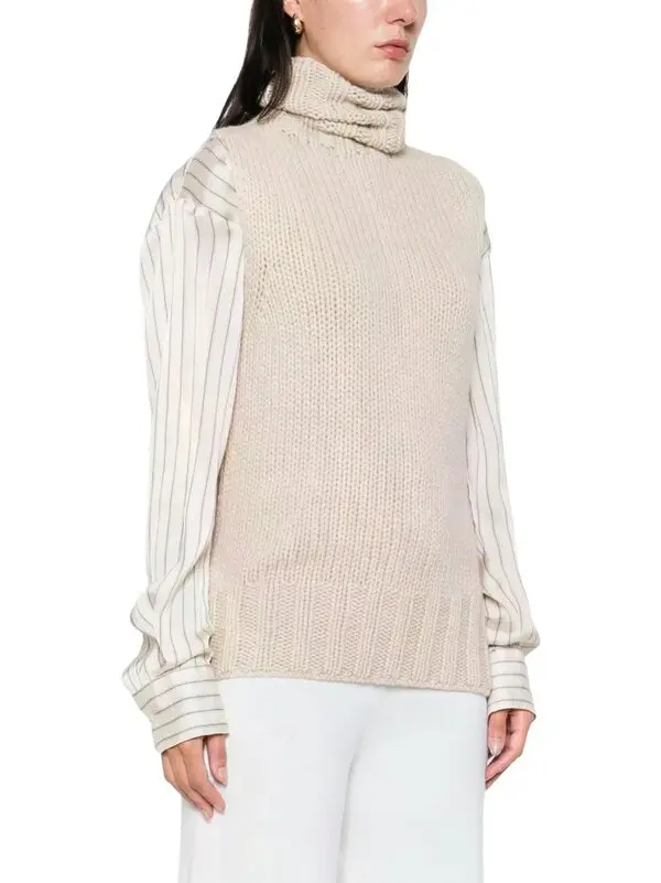 ELY ELY Ribbed Knit Turtleneck Vest - Neutrals