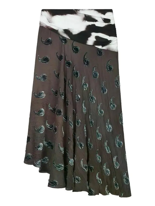 Tory Burch Paisley Pattern Asymmetric Midi Skirt - Brown