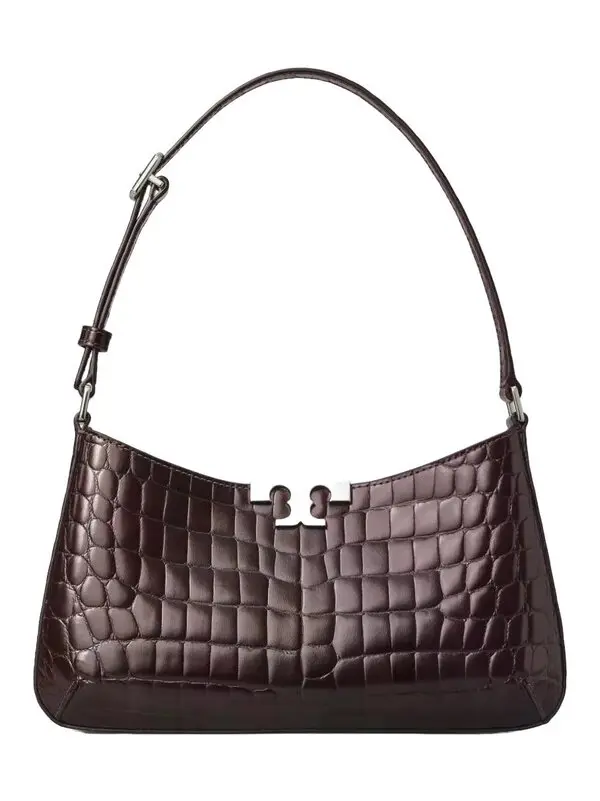 Tory Burch Eleanor Crocodile-embossed Shoulder Bag - Brown