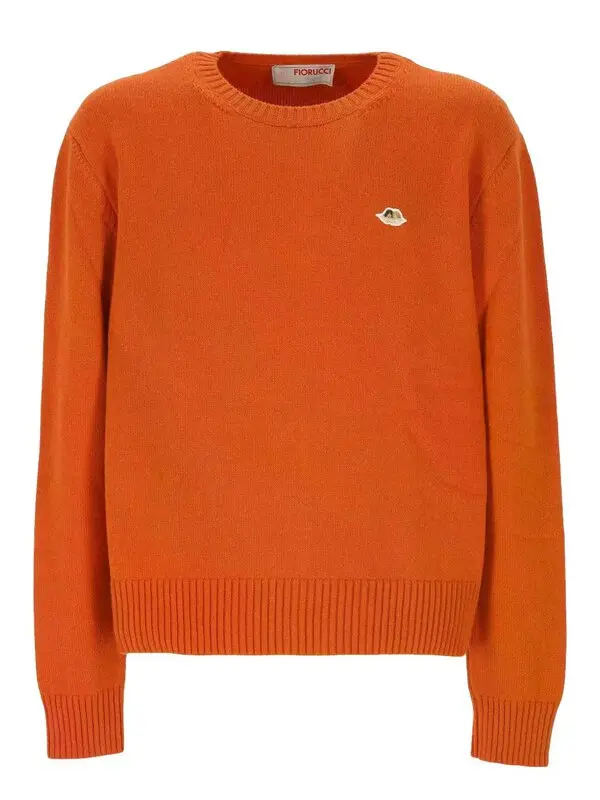 Fiorucci Logo Appliqué Crew Neck Sweater - Orange