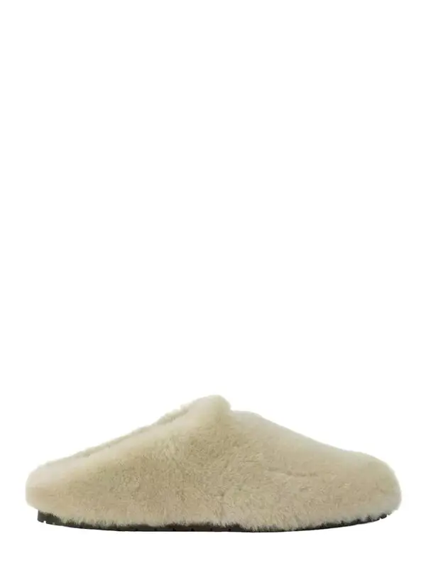 Prada Fur Flat Mules - Neutrals