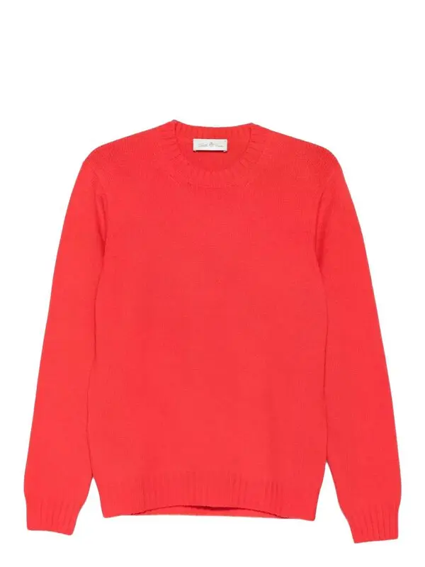 DELLA CIANA Crew Neck Long Sleeve Sweater - Red