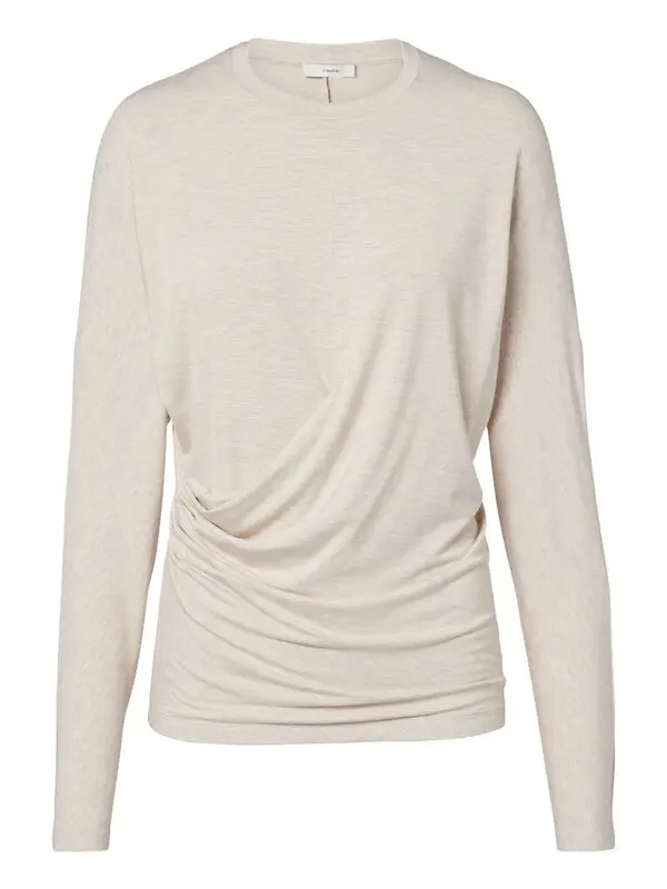 Vince Jersey Top With Drape Detail - Beige