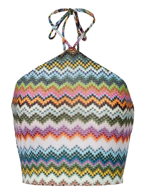 Missoni Zigzag Halterneck Lame Crop Top - Multicoloured