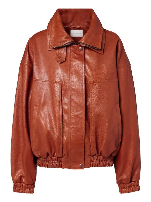 Magda Butrym Leather Blouson Jacket With Detachable Trim - Orange