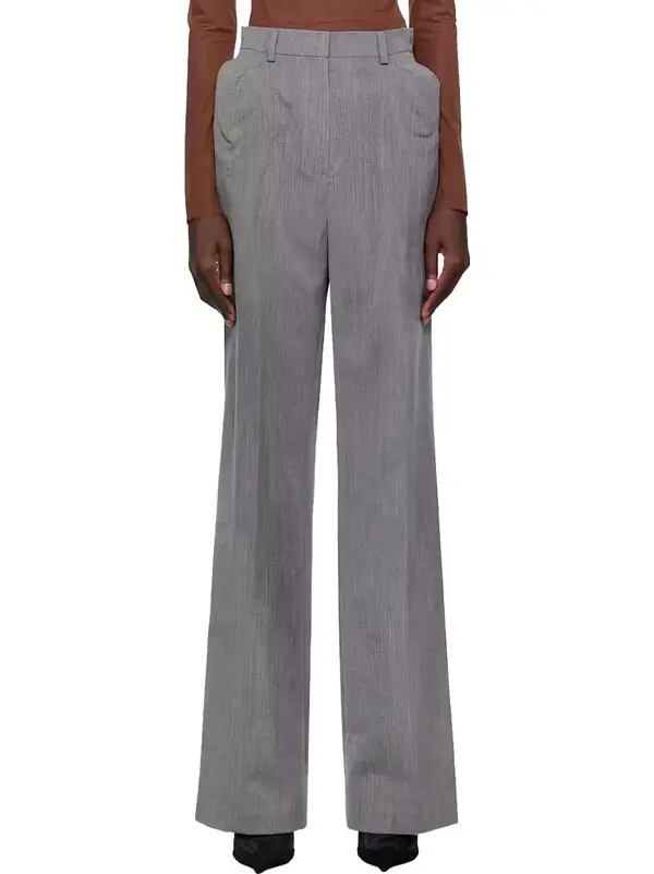 PUSHBUTTON Pinstriped High-waisted Straight-leg Trousers - Grey