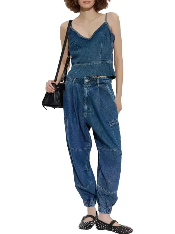 ALLSAINTS Spaghetti Strap V-neck Denim Top - Blue
