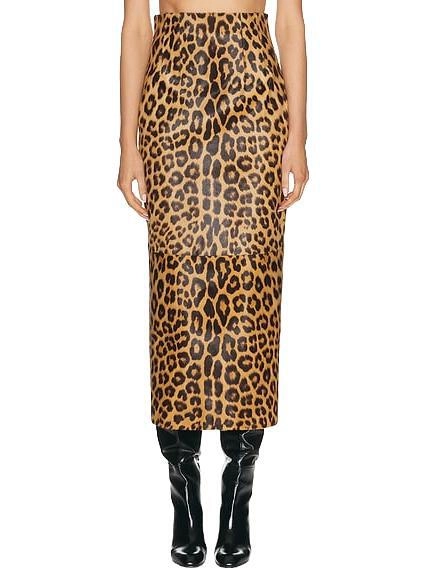 Khaite Loxley Print Calf Hair Skirt - Leopard