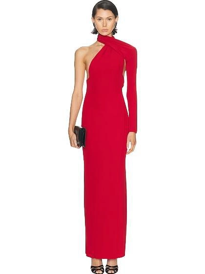 COURREGES One Shoulder Long Dress - Ruby