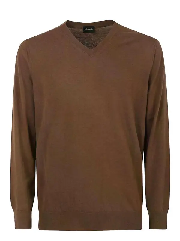 DRUMOHR V-neck Long-sleeve Sweater - Brown