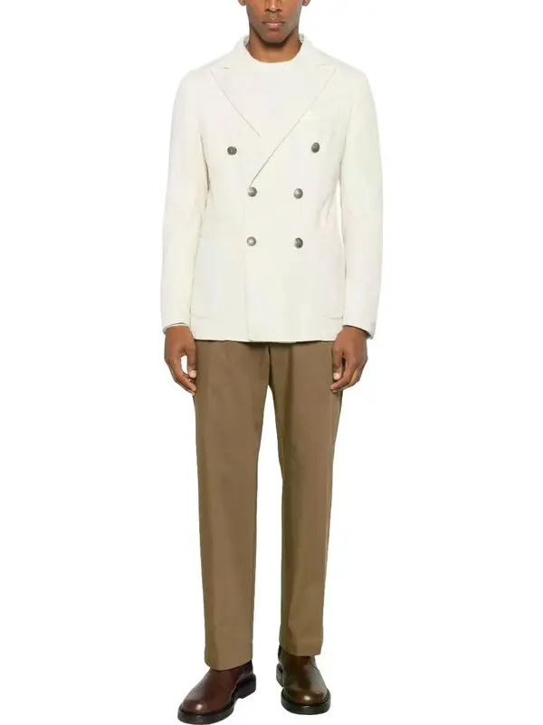 SANTANIELLO Double-breasted Corduroy Blazer - Neutrals