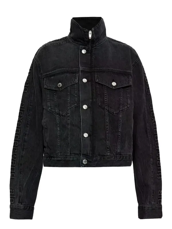 Alexander Wang Zip-up High Neck Denim Jacket - Black