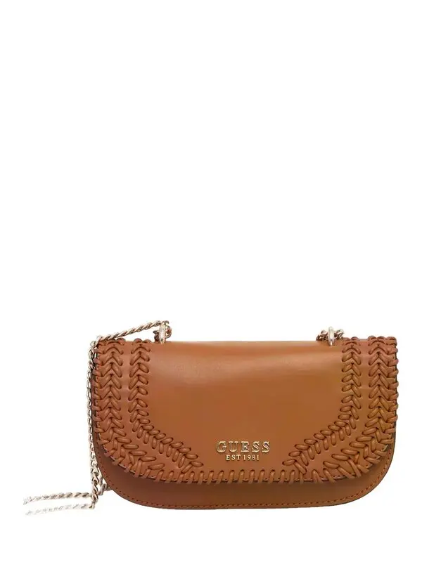 Guess Tatum Cross Body Bag With Braided Detail - Brown