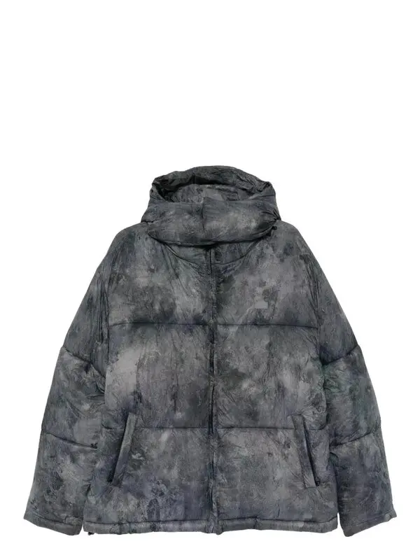 RETERNITY Retervity Hooded Puffer Jacket With All-over Pattern - Grey