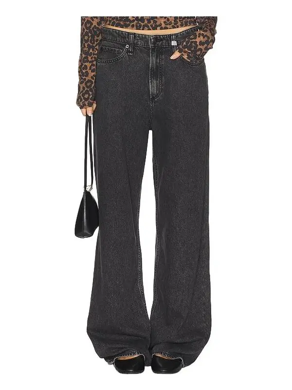 Rag & Bone Featherweight Logan Wide Leg Jeans - Black