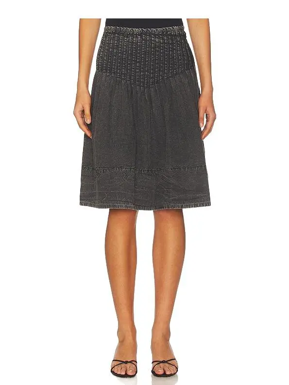 Free People Peyton Pintuck Midi Skirt - Black
