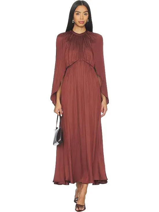 WeWoreWhat Halter Cape Midi Dress - Rust