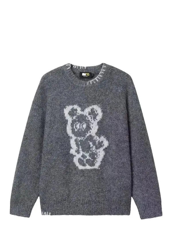 MINI CREAM Graphic Bear Knit Sweater - Grey