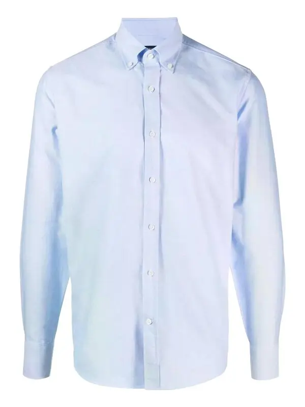 DEPERLU Slim-cut Poplin Shirt - Blue