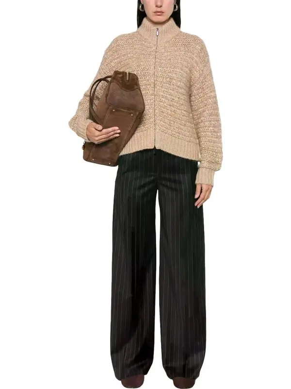 Peserico Zip-fastening Ribbed Knit Cardigan - Neutrals