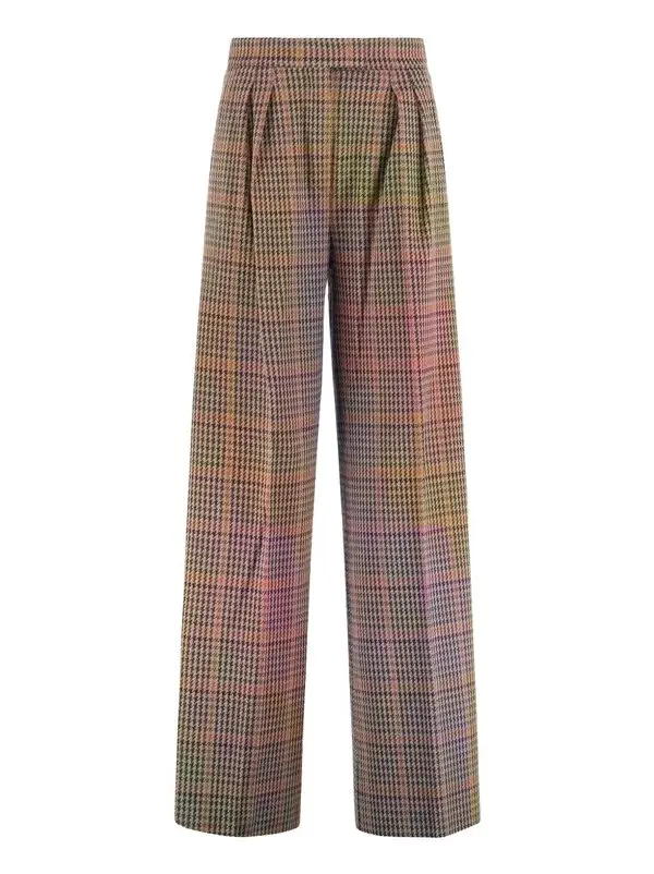 Max Mara Seggio Pleated Prince Of Wales Pattern Trousers - Neutrals