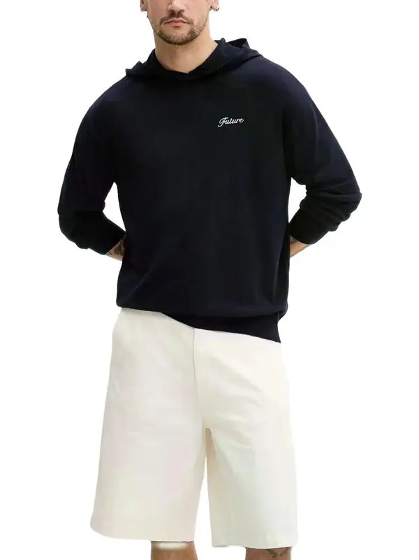 From Future Embroidered Logo Hoodie - Blue