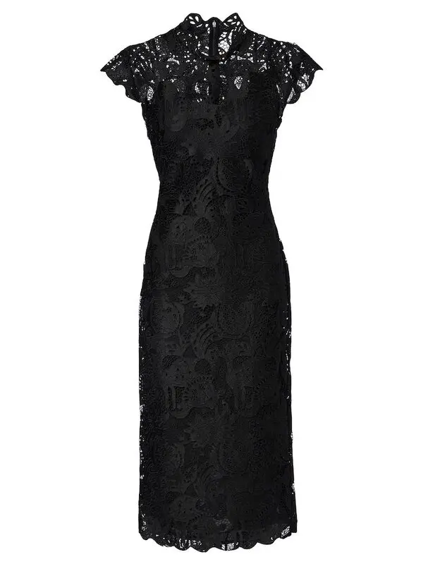 Staud Rosaline Guipure Lace Cocktail Dress - Black