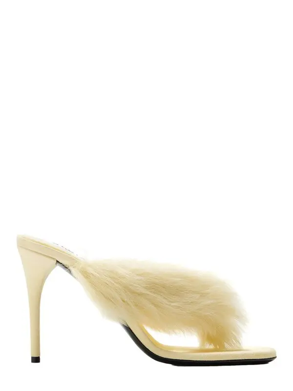 Alaïa Shearling-trimmed Suede Thong Sandals - Yellow