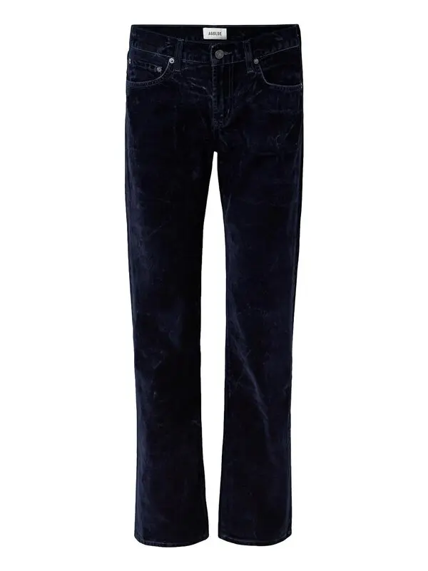 AGOLDE Cotton-blend Velvet Straight-leg Pants - Blue